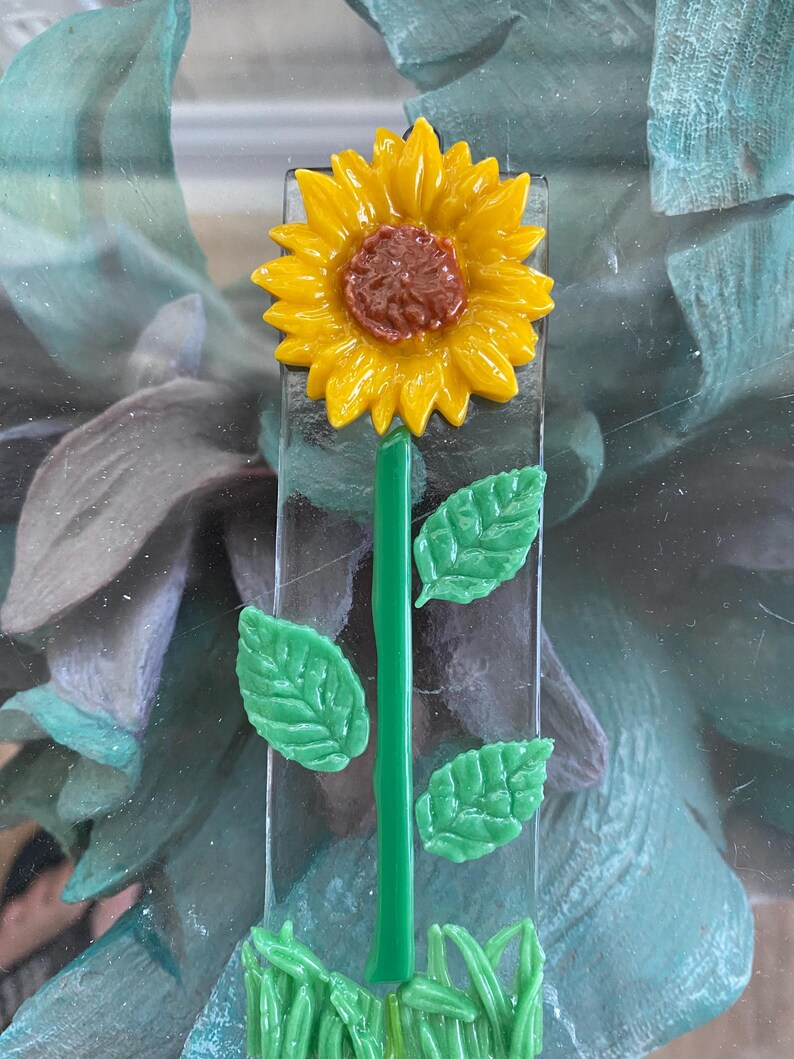 Big SUNFLOWER Hanging Fused Glass Art Sun-catcher Ornament - Etsy