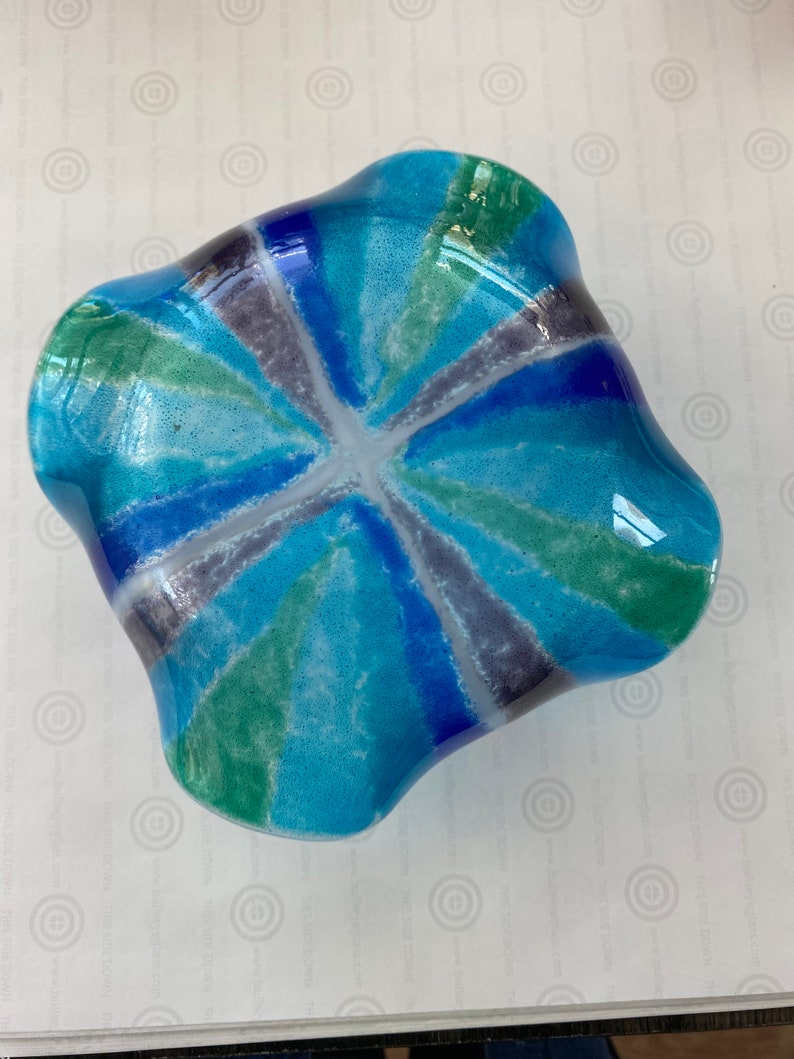 Fused Glass Art Freeform Frit Handkerchief Bowl - Etsy