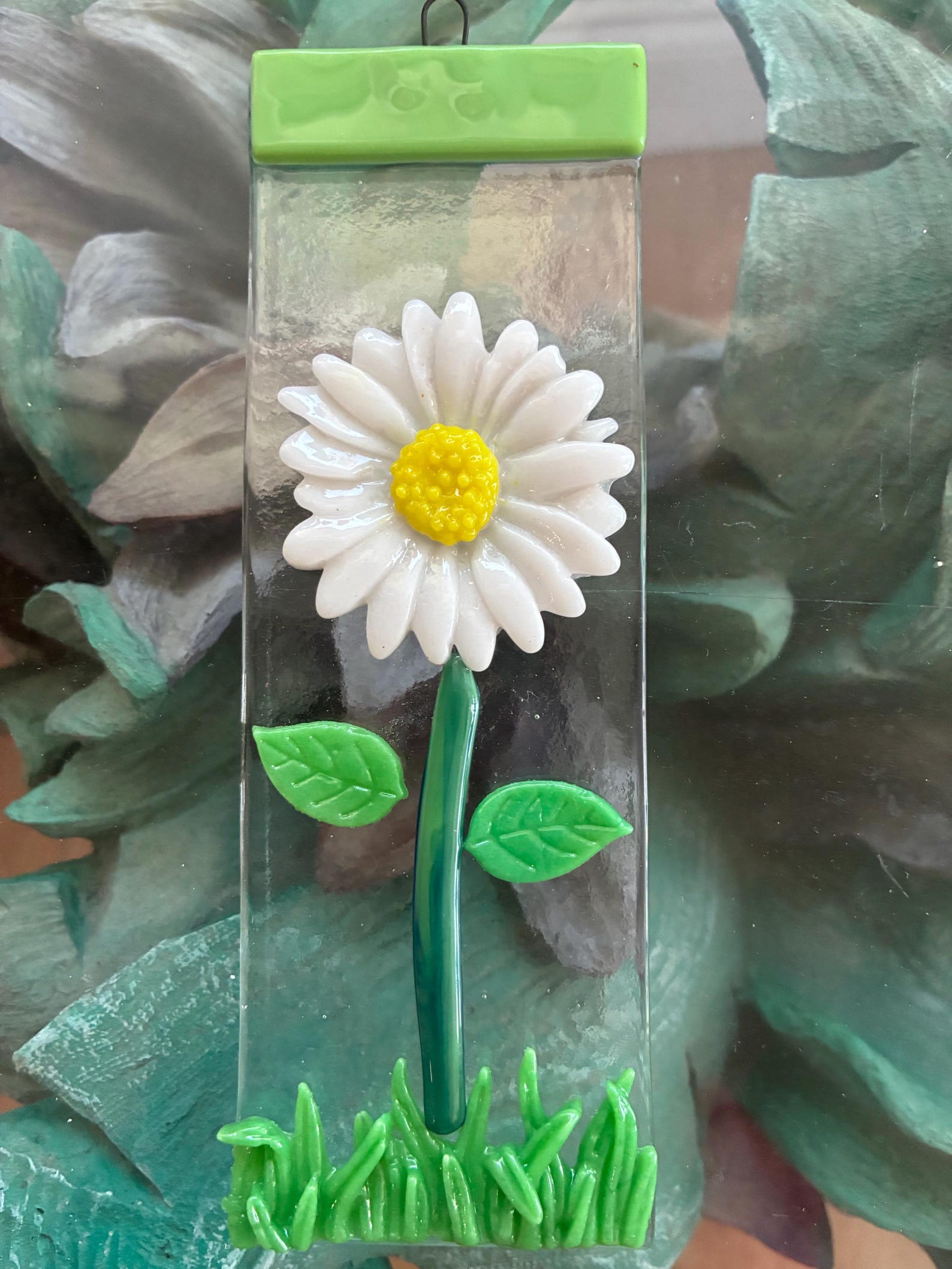 Big Daisy Hanging Fused Glass Art Sun-catcher Ornament - Etsy