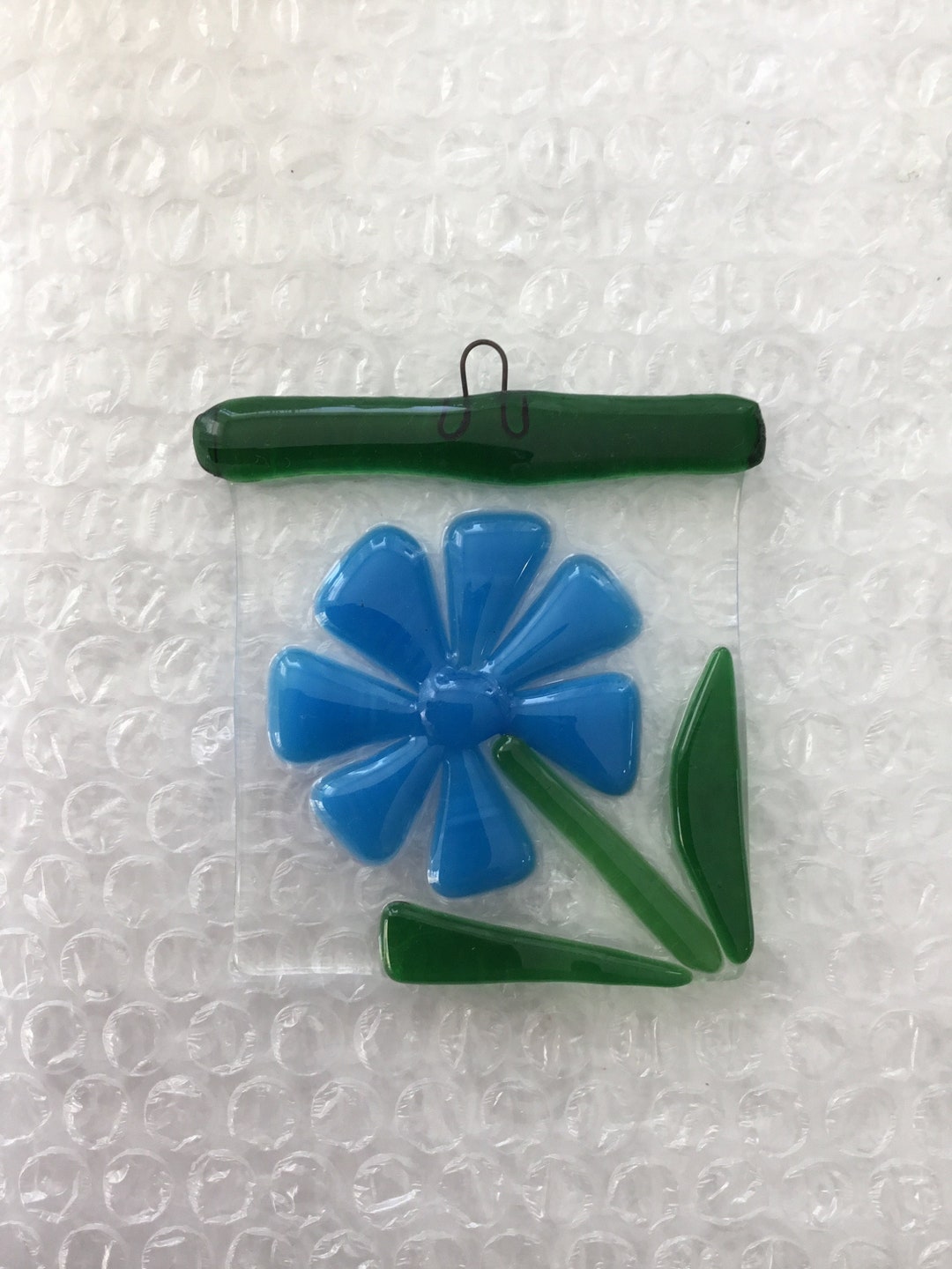 Blue Daisy Hanging Fused Glass Art Suncatcher Ornament - Etsy