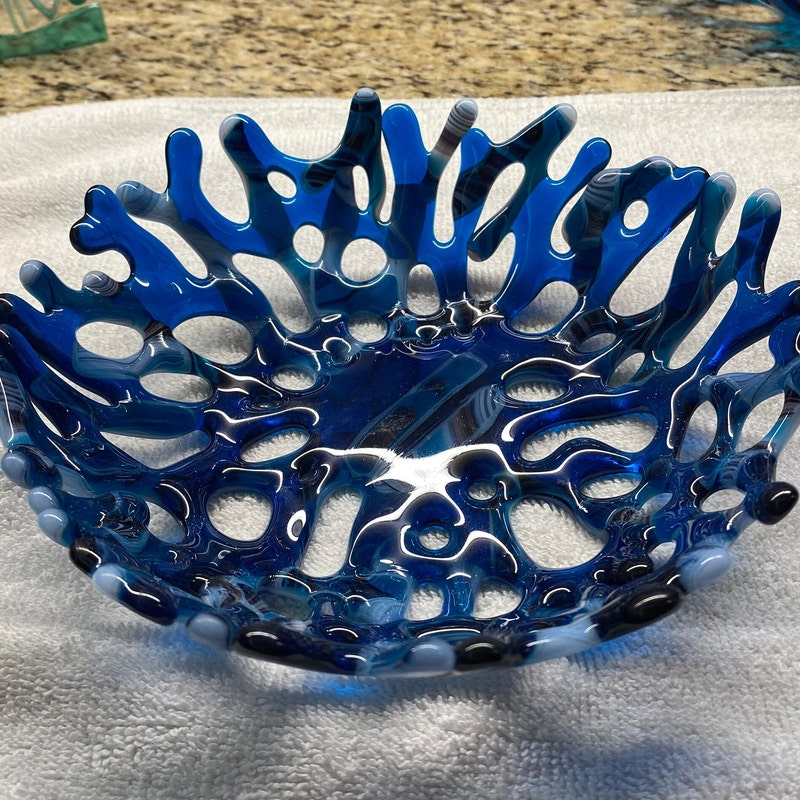 Fused Glass Coral Bowl - Etsy