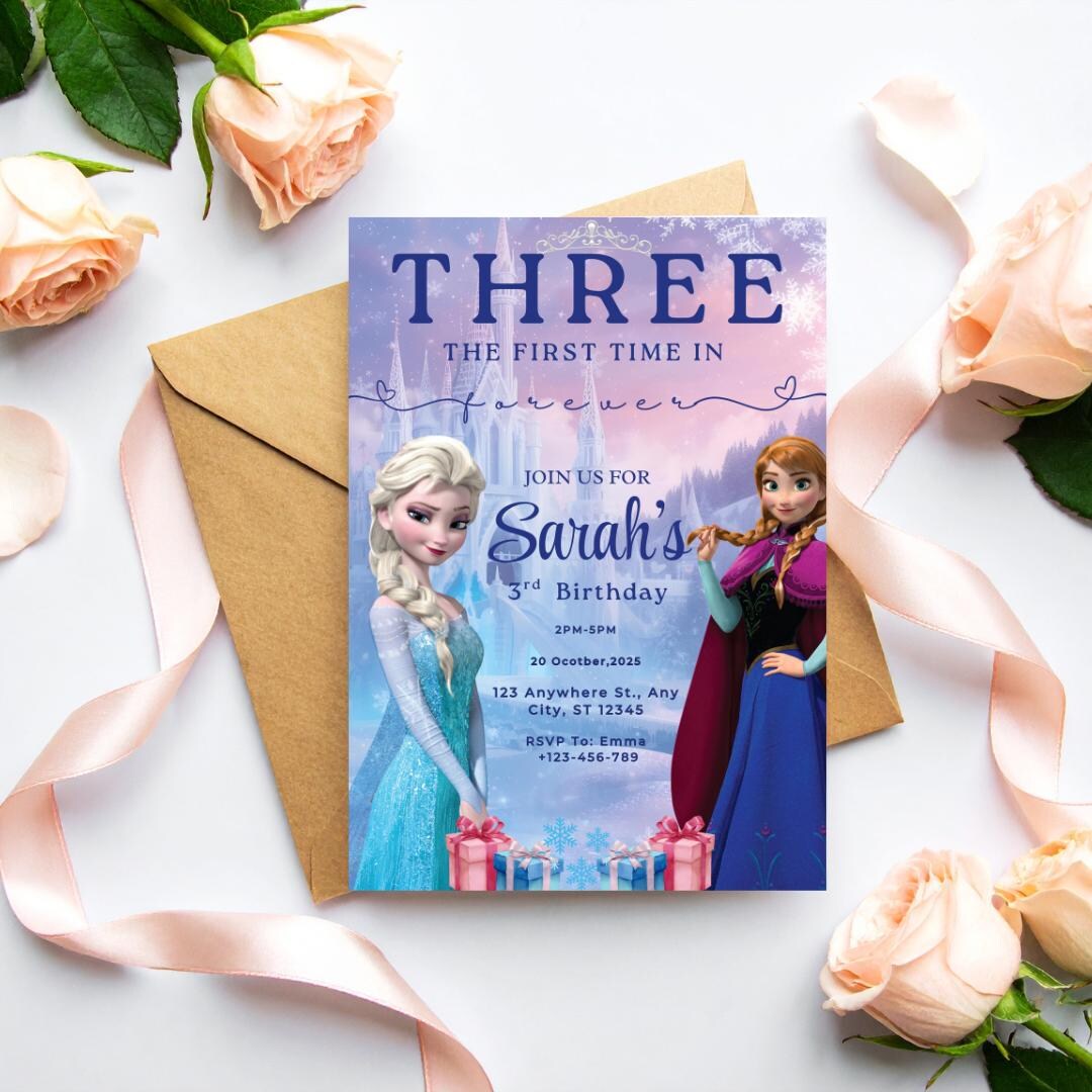 Editable Frozen Birthday Invitation, Elsa and Anna, Winter Wonderland ...