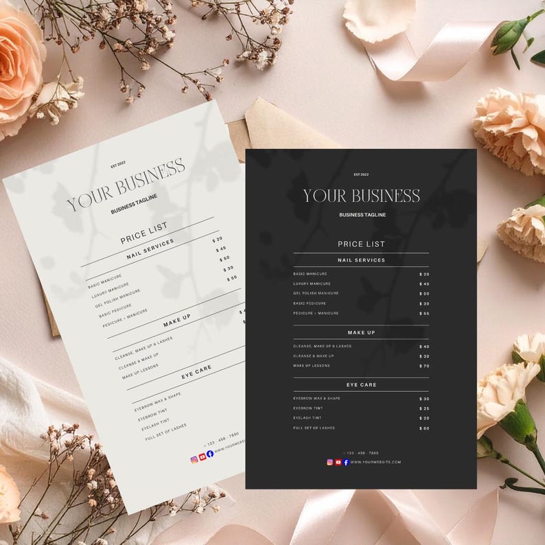 Editable Beauty Salon Price List Template - Canva (instant Download) - Etsy