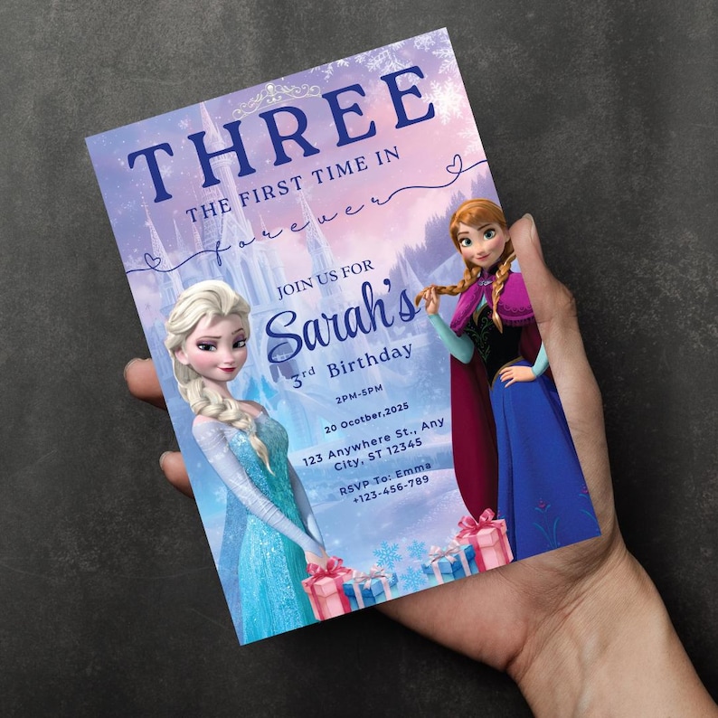 Editable Frozen Birthday Invitation, Elsa and Anna, Winter Wonderland ...
