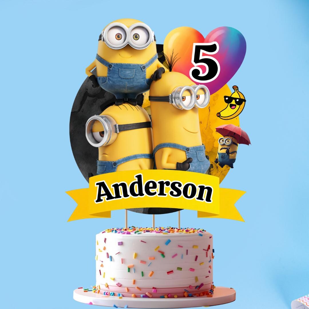 Editable Minions Cake Topper | Digital Birthday Topper | Personalized ...