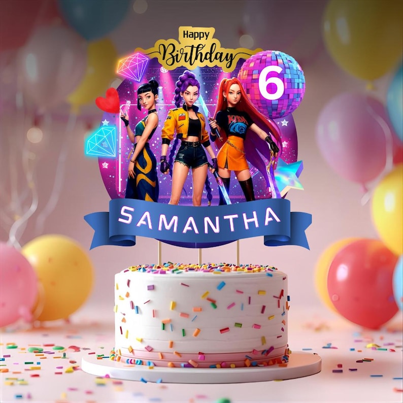 K Pop Demon Hunters Cake Topper | Girls Birthday Décor (digital ...