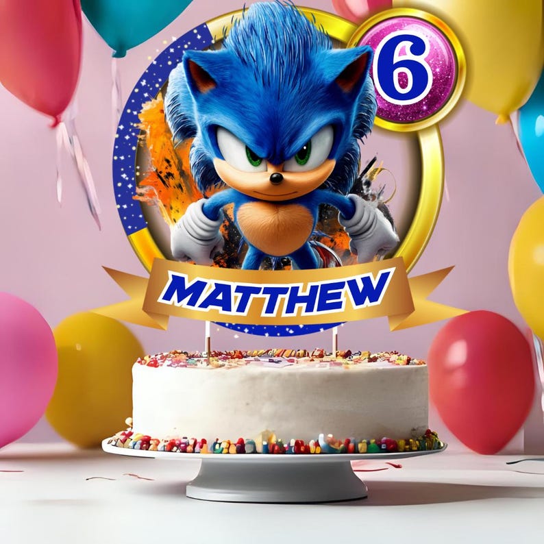 Sonic Cake Topper | Editable Birthday Party Topper | Instant Download ...