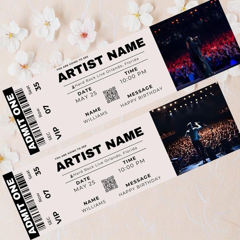Editable Concert Ticket Template | Custom Music Event Gift (digital) - Etsy
