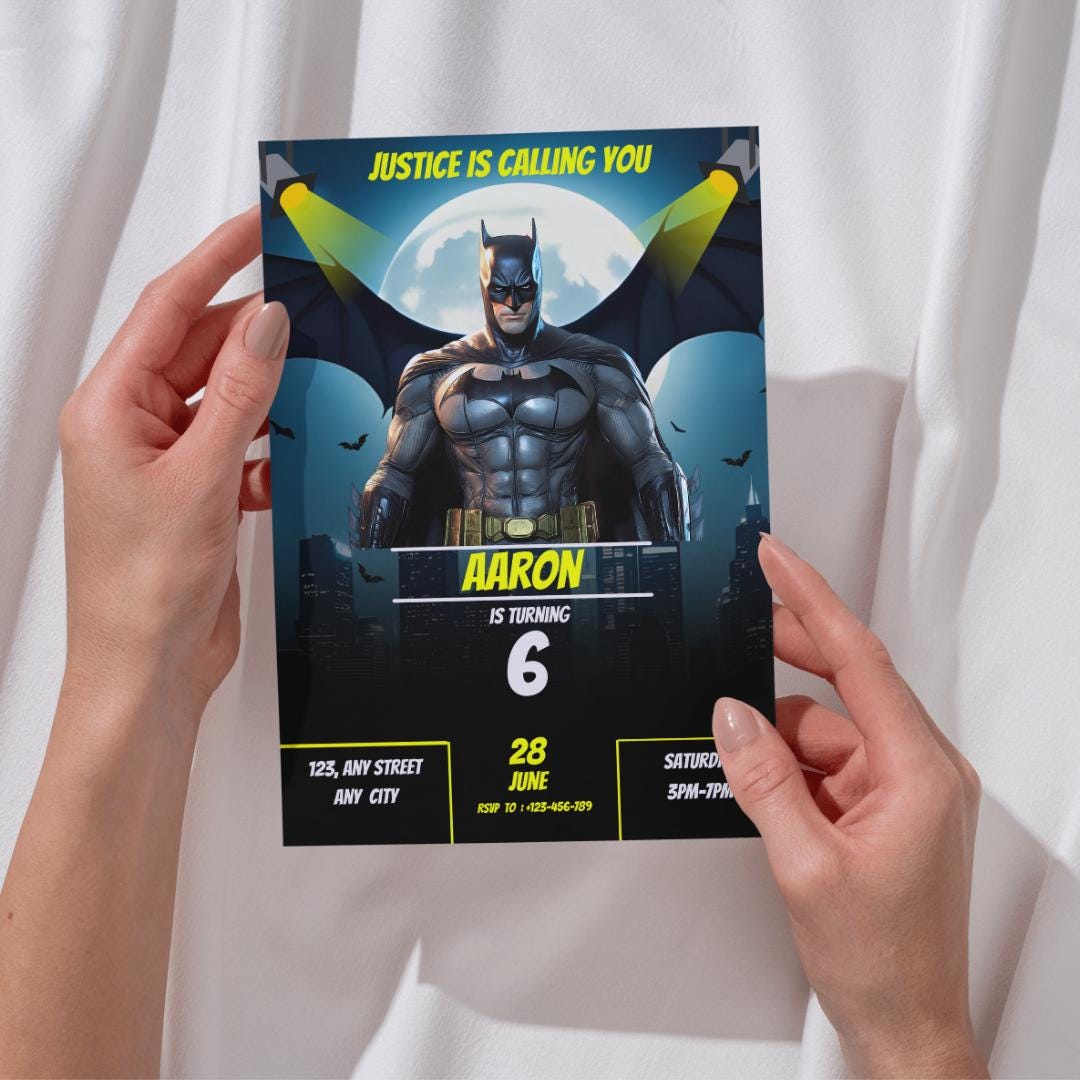 Batman Birthday Invitation, Superhero Party Invite, Printable Digital ...