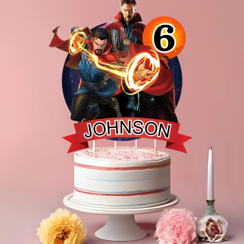 Editable Doctor Strange Birthday Cake Topper | Custom Name & Age ...