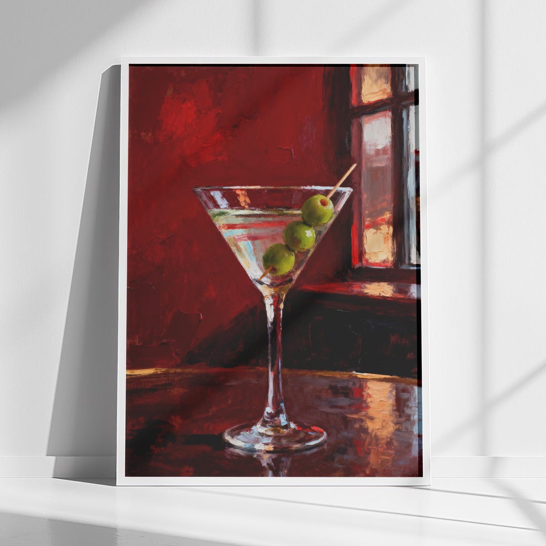 Martini Wall Art, Red Cocktail Bar Decor Print (instant Download) - Etsy