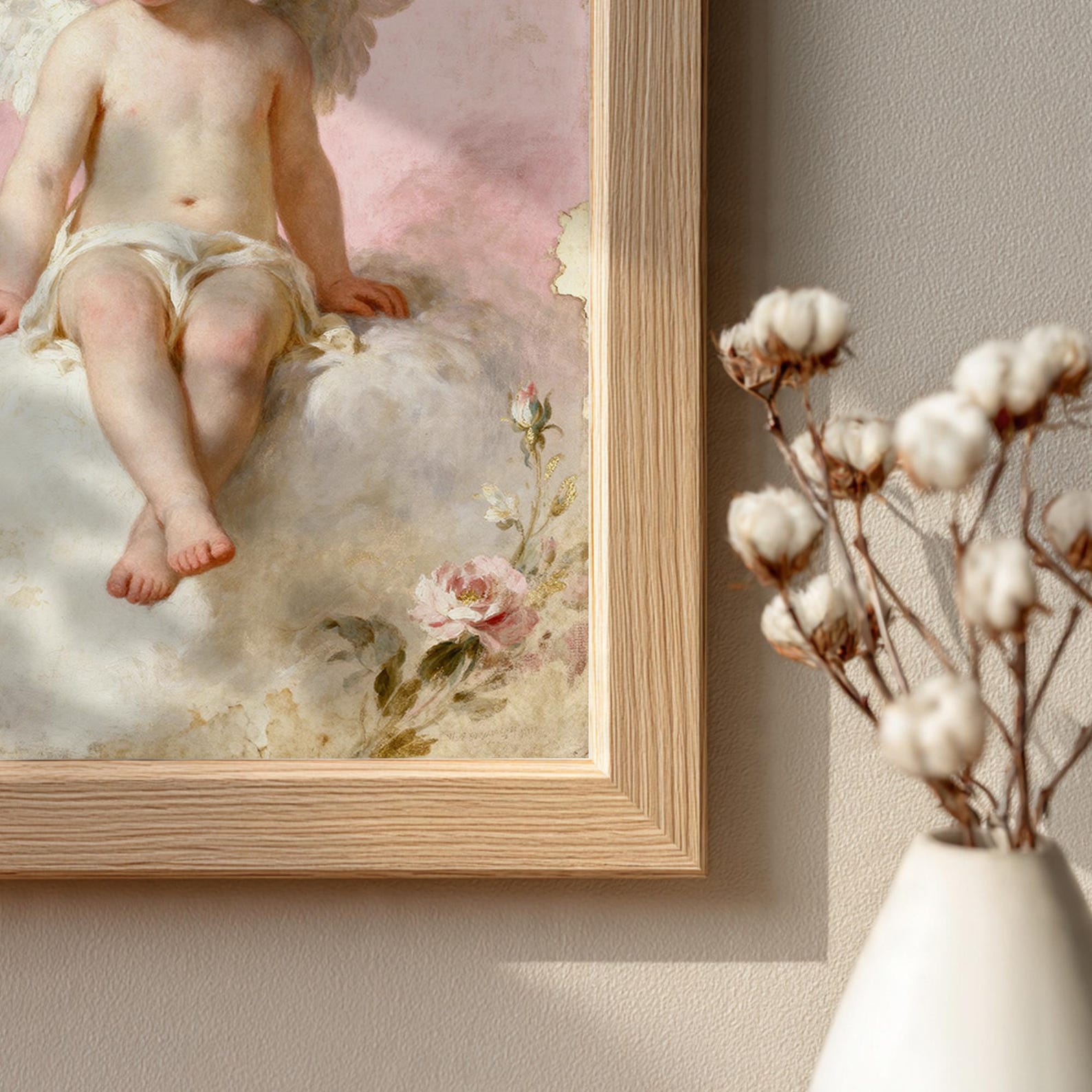 Valentines Day Wall Art, Romantic Angel Artwork, Cherub Love Scene ...