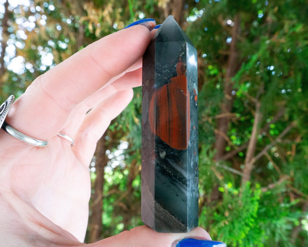 African Bloodstone Tower Natural Bloodstone Crystal Point - Etsy