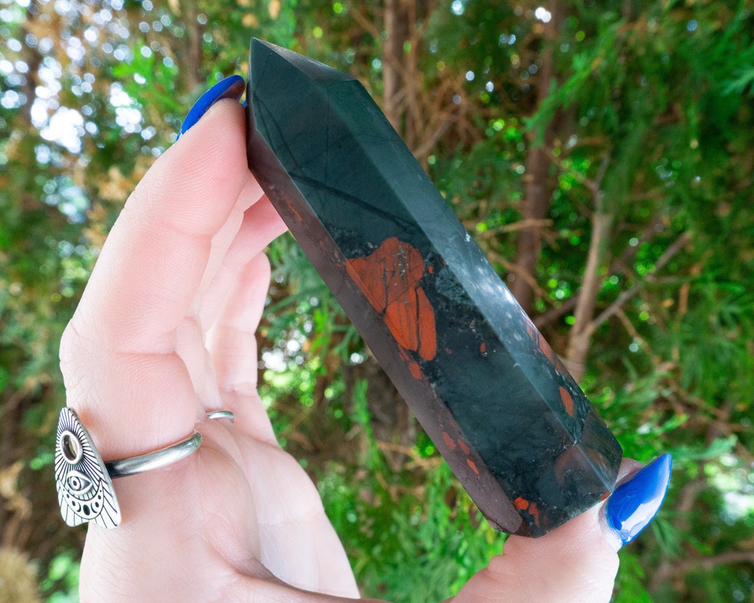 African Bloodstone Tower - Natural Bloodstone Crystal Point - Red ...