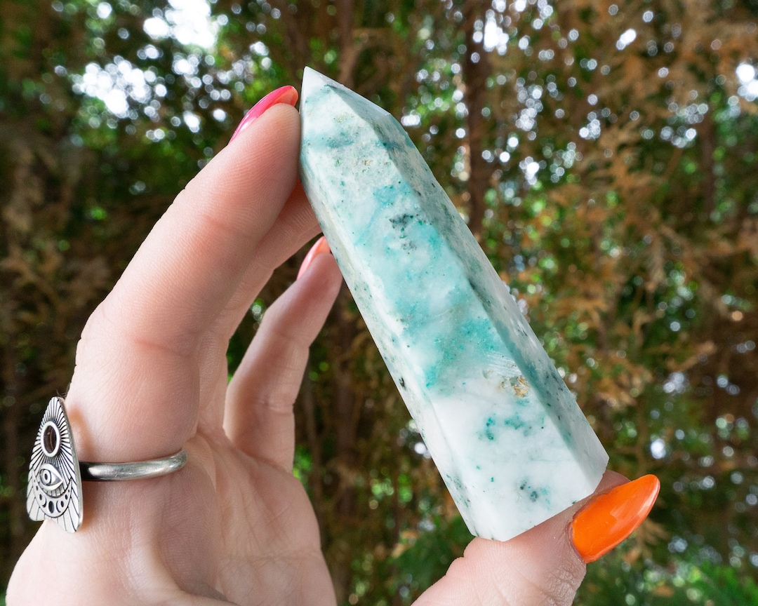 Phoenix Stone Tower - Natural Phoenix Stone Point - Natural Chrysocolla ...