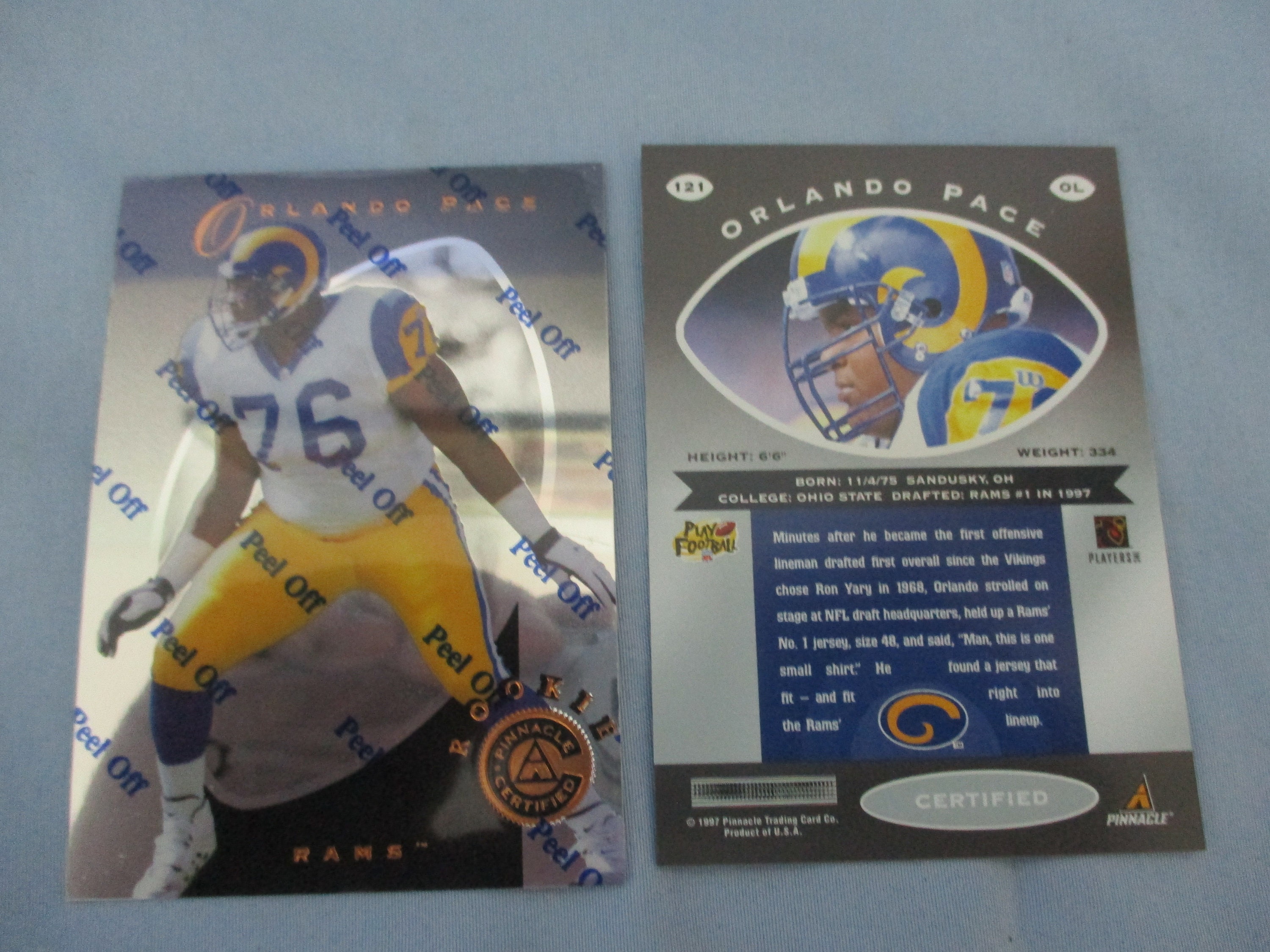 Pinnacle Certified 1997 Orlando Pace Rookie Card Excellent Condition ...