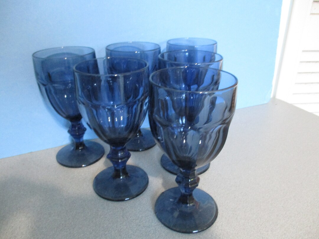 Libbey Duratuff Goblet Blue Set of 6 Vintage - Etsy