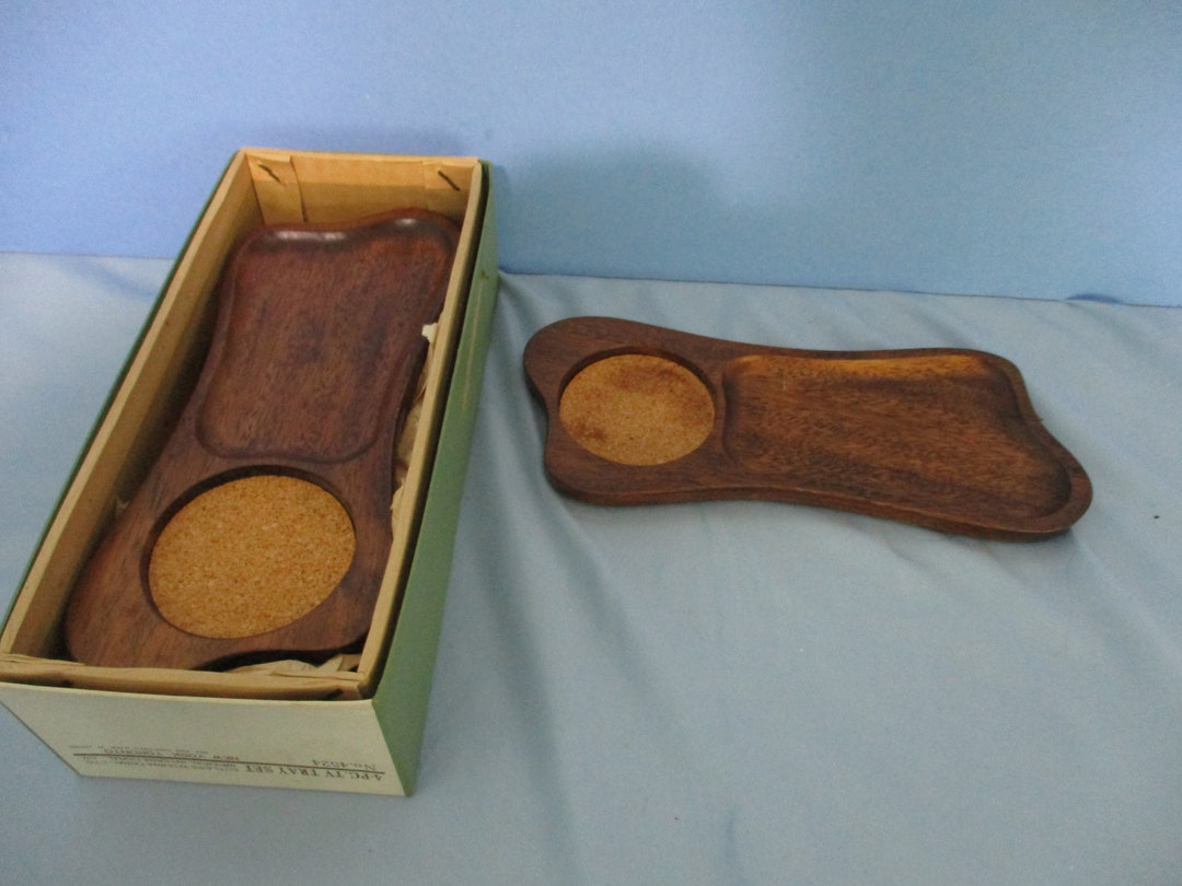 Vintage Mid Century Kala Wood Set of 4 Snack Trays Original Box - Etsy