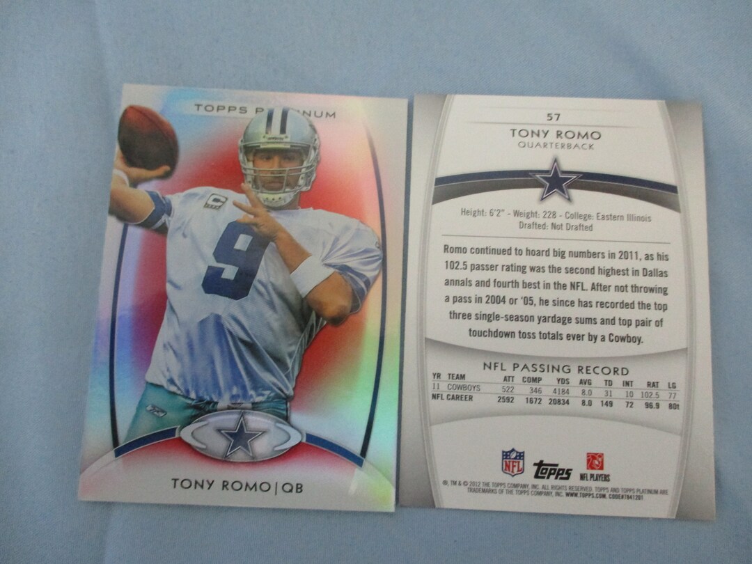 Tony Romo Topps Platinum 2012 Card Excellent Condition - Etsy
