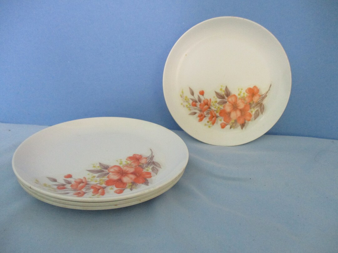 Marcrest Vintage Melmac Small Round Plates Floral Print ,set of 4 - Etsy
