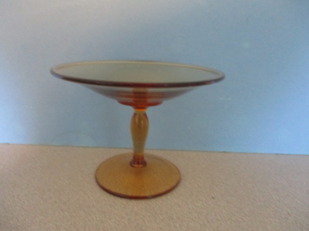 Vintage Depression Era Amber Glass Compote - Etsy