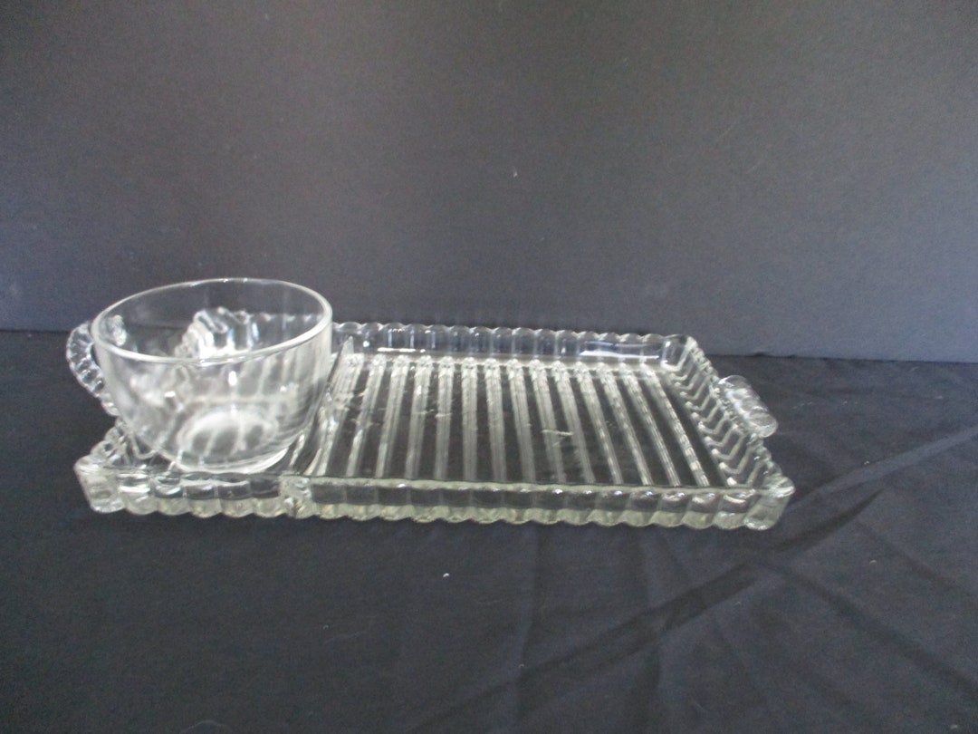Hazel Atlas Ball and Rib Pattern 2 Pc Snack Tray, Set of 5 - Etsy