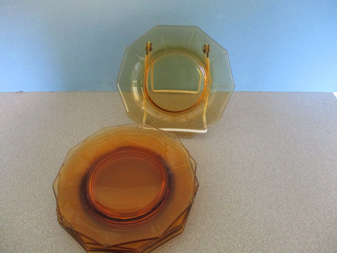 Cambridge Glass Amber Depression Glass Decagon Pattern Bread/dessert ...