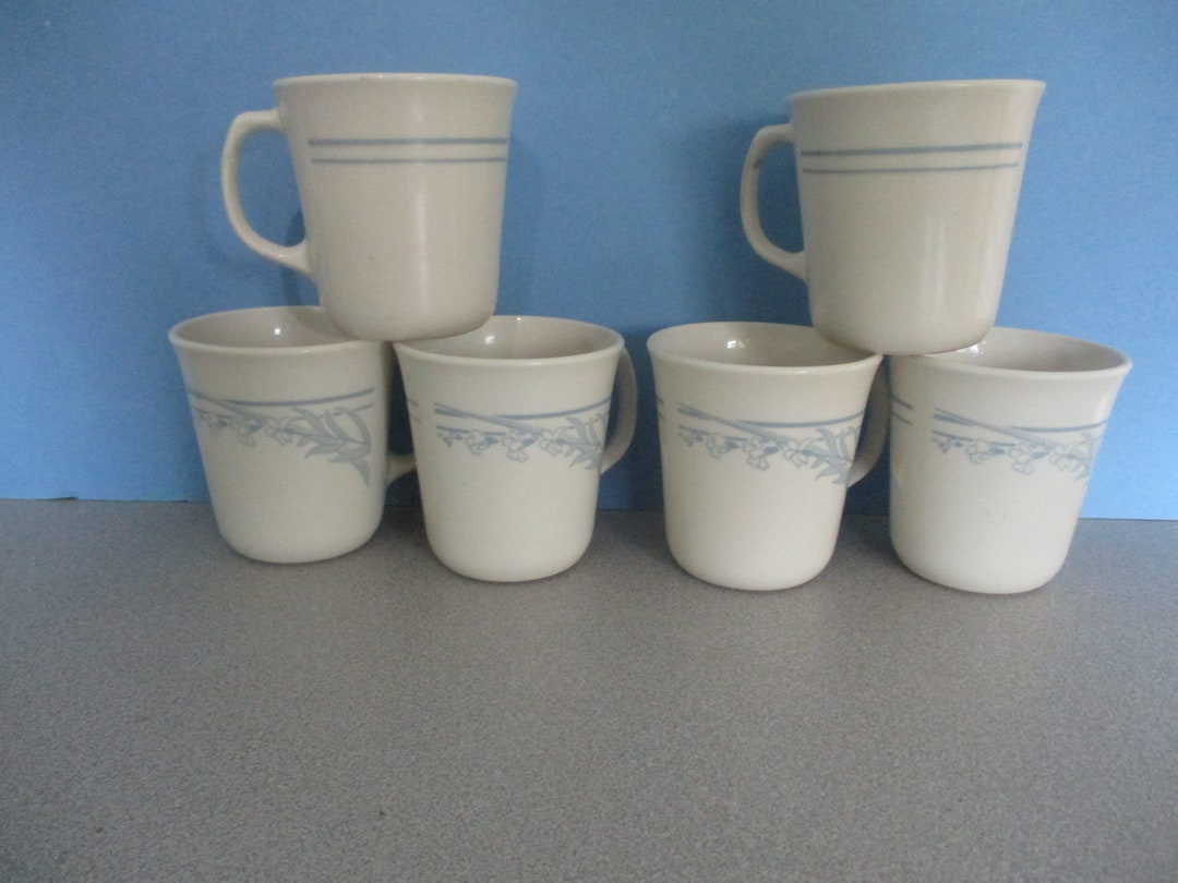 Corning Ware Blue Lily Pattern Set of 6 Coffee Mugs Vintage - Etsy