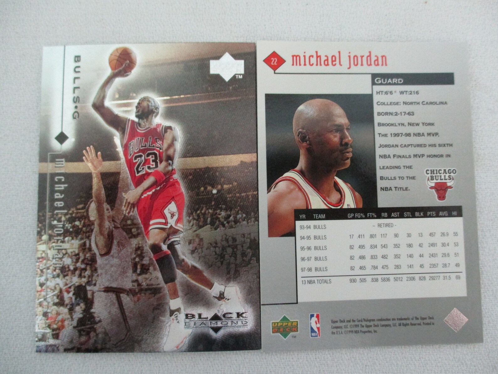 Michael Jordan Cubierta Superior Diamante Negro 1999 tarjeta - Etsy España