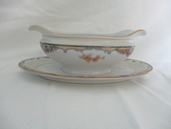 Noritake Morimura China Oxford Pattern Gravy Boat Vintage - Etsy