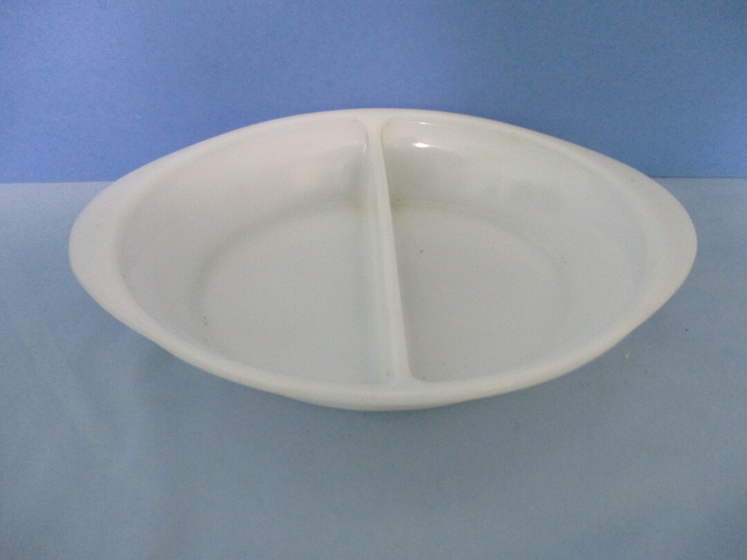 Glasbake Divided Baking Dish Milk White - Etsy