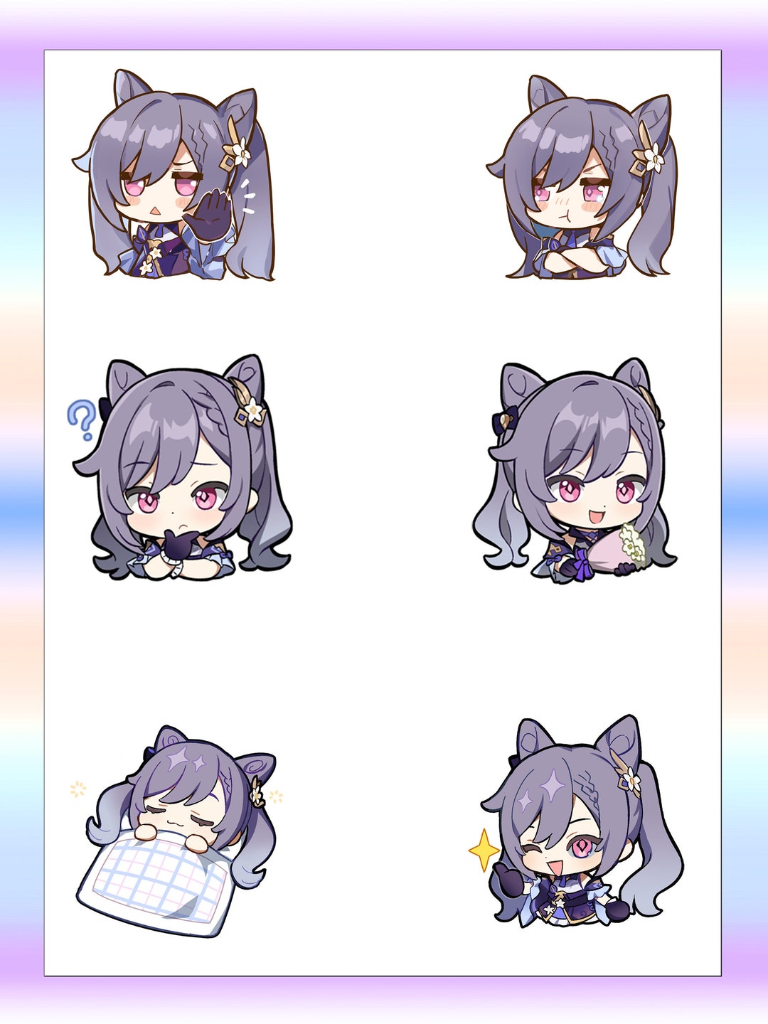 Keqing Stickers From Genshin Impact Paimon's Paintings - Etsy