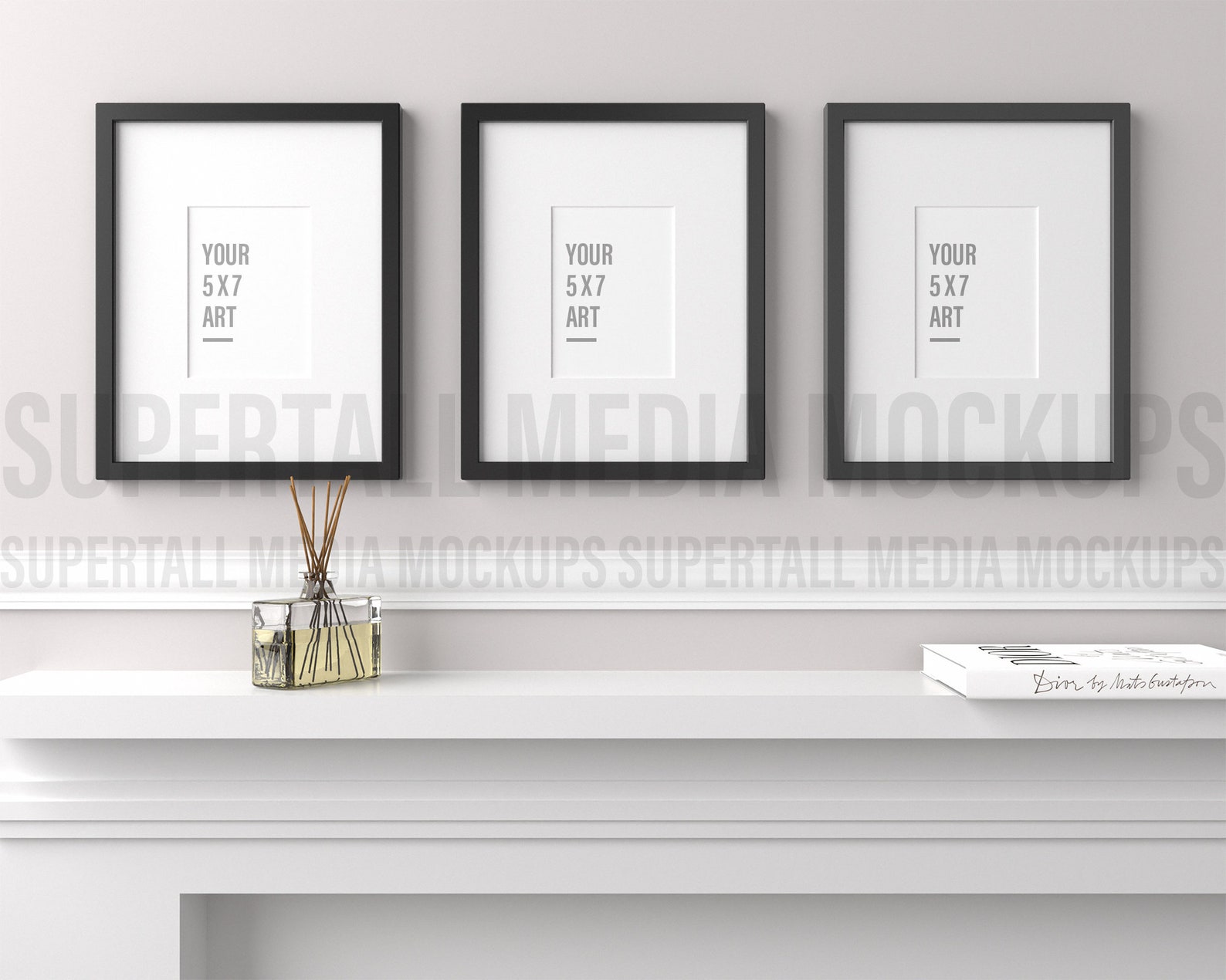 Three 5x7 Frames Mockup Triptych Mockup PSD Frame Template | Etsy
