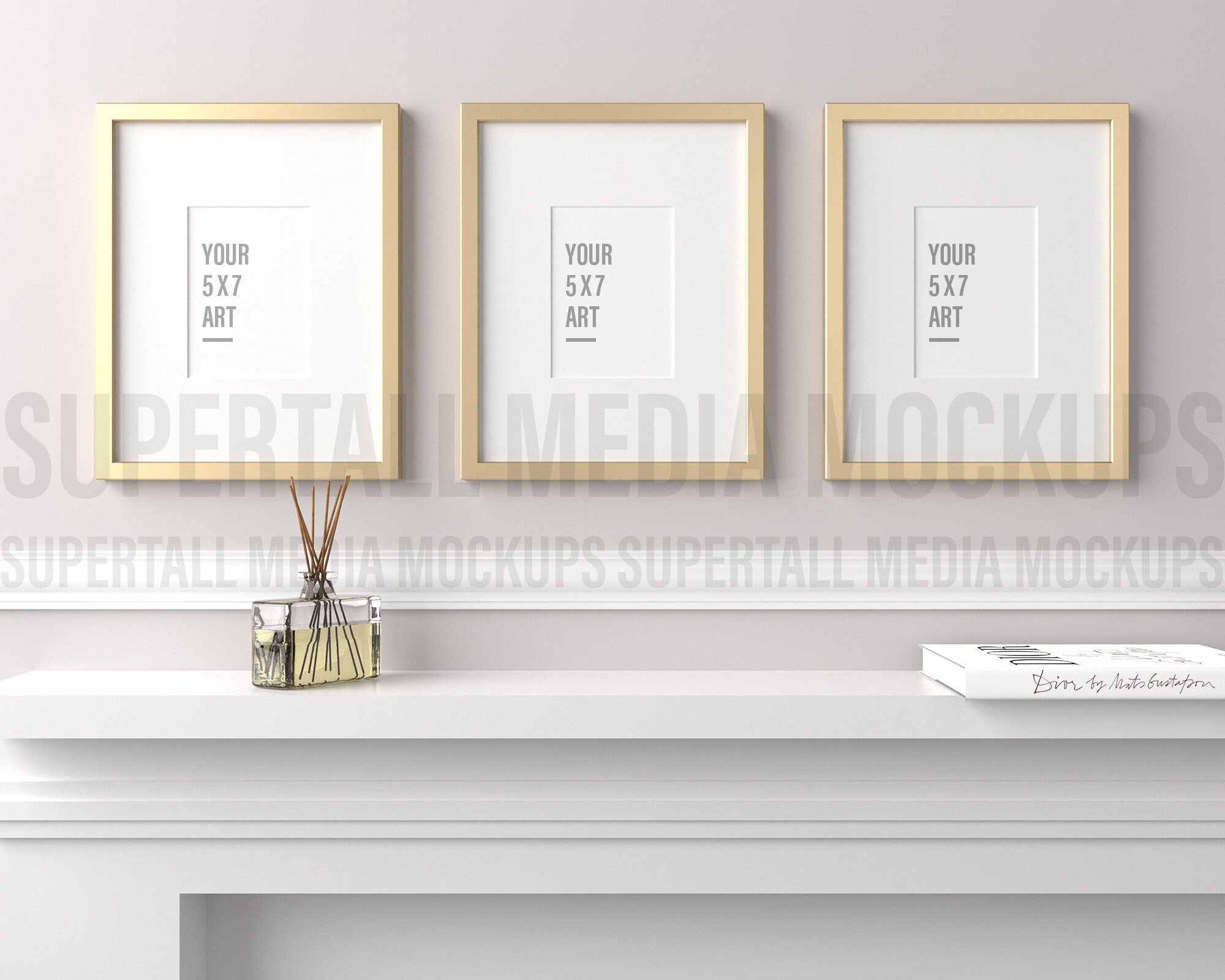 Three 5x7 Frames Mockup Triptych Mockup PSD Frame Template | Etsy