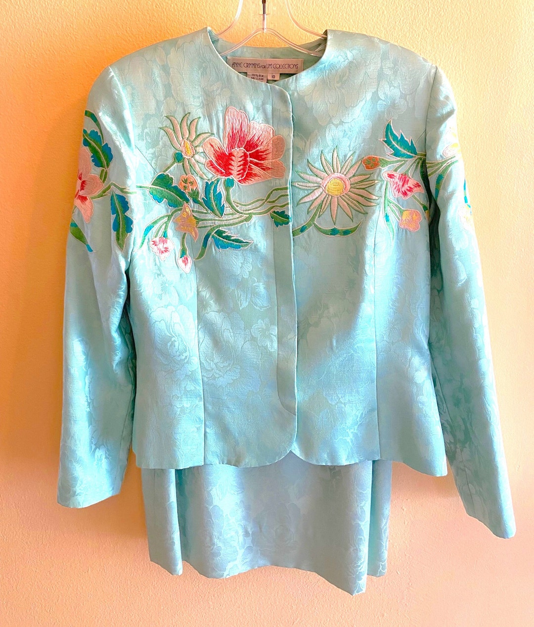 Elegant Floral Silk Jacket and Skirt Made in Hong Kong - Etsy