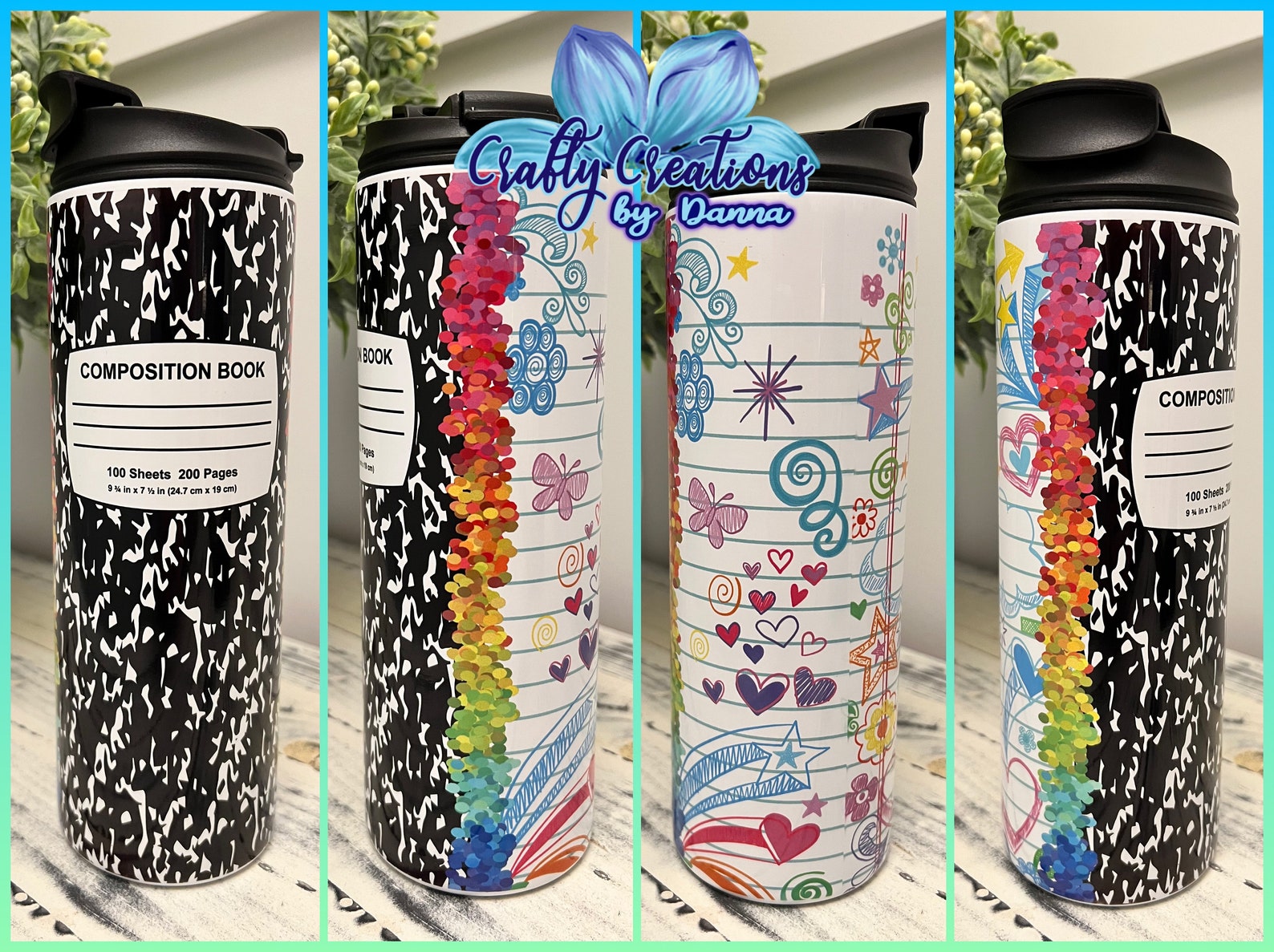 Composition Doodle Notebook Tumbler Wrap - PNG - Etsy