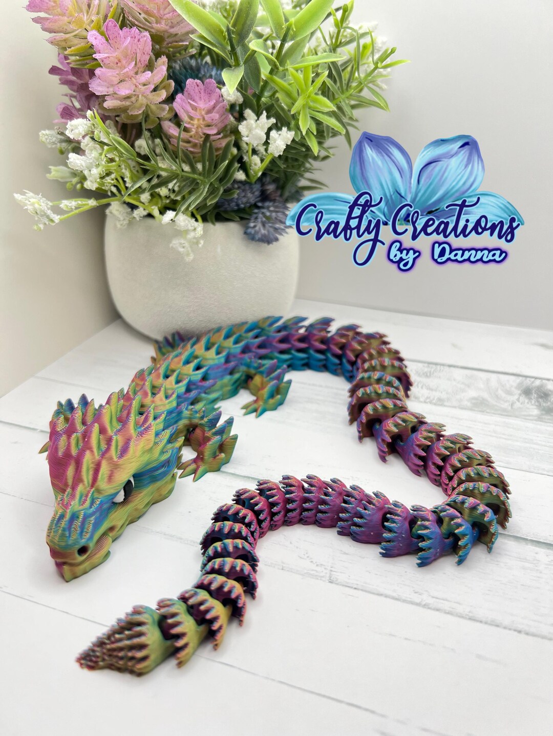 3D Printed Articulated Spiky Dragon – 20 Inches of Shifting Colors! - Etsy
