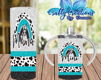 DIGITAL DOWNLOAD Only Turquoise Teal Glitter Cow Mommy and Me Tumbler ...