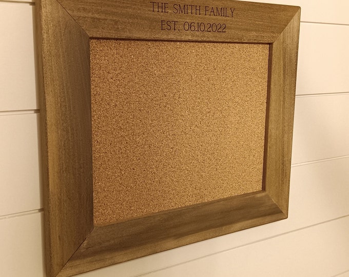 Personalized Cork Board / Bulletin Board Dark Walnut Frame Various ...