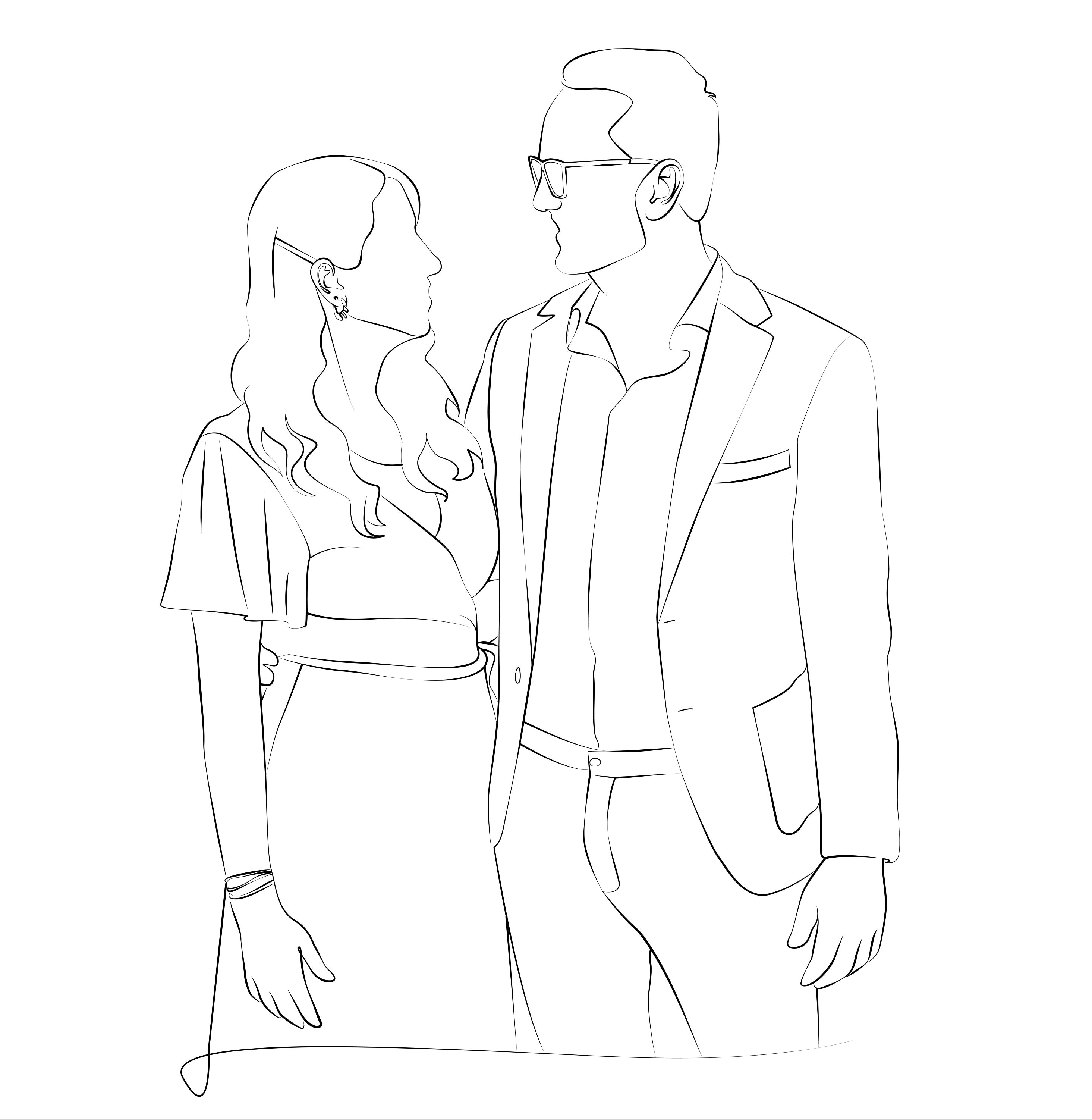 custom-line-art-portrait-from-photo-custom-line-drawing-line-etsy