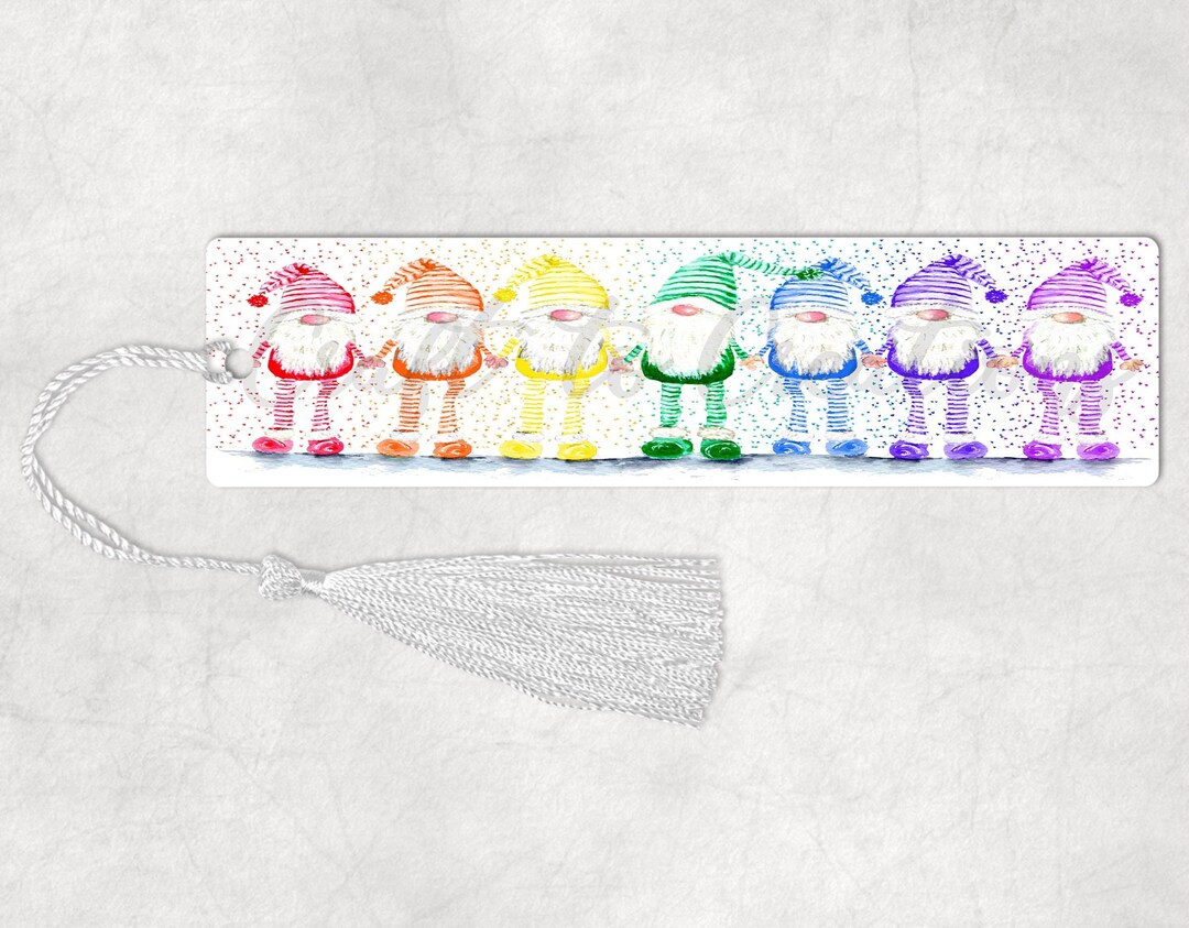Rainbow of Gonks Bookmark, Choice of Tassel Colours, Gift for Home ...