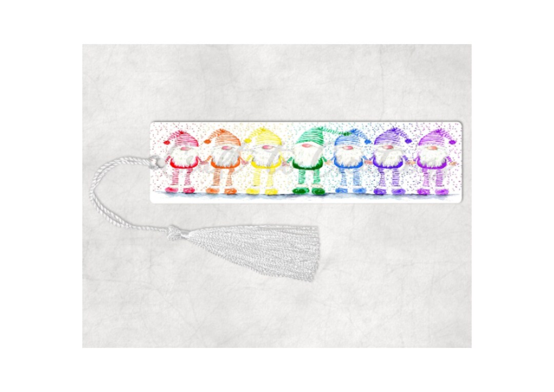Rainbow of Gonks Bookmark, Choice of Tassel Colours, Gift for Home ...