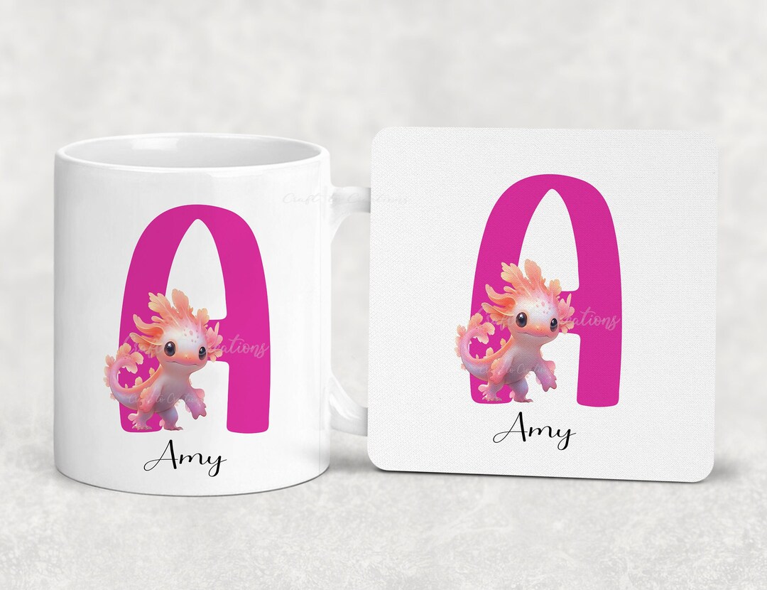 Axolotl Alphabet on a Mug Coaster or Both With or Without a - Etsy