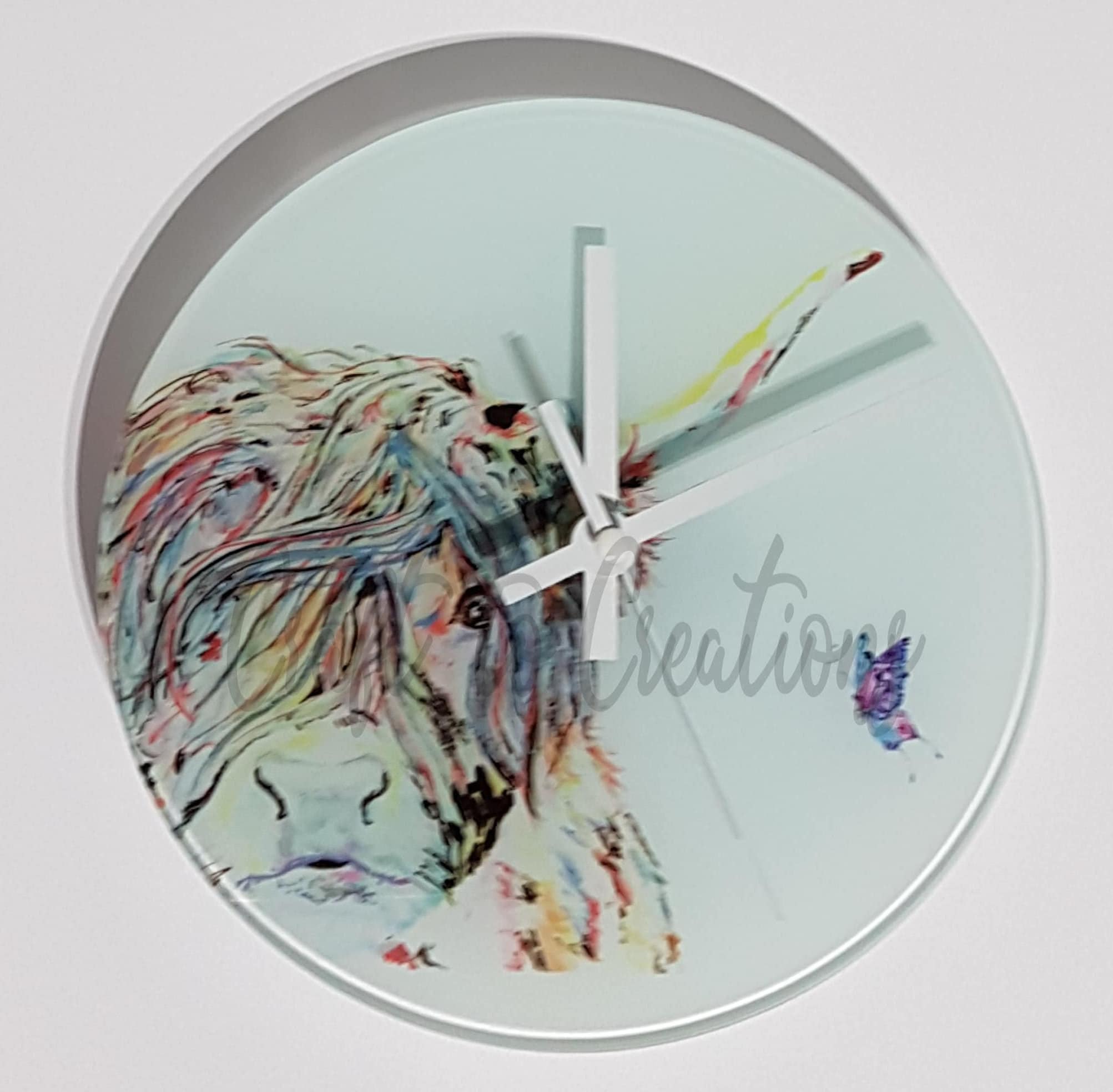 Highland Cow and Butterfly Glass Wall Clock Kitchen Clock - Etsy