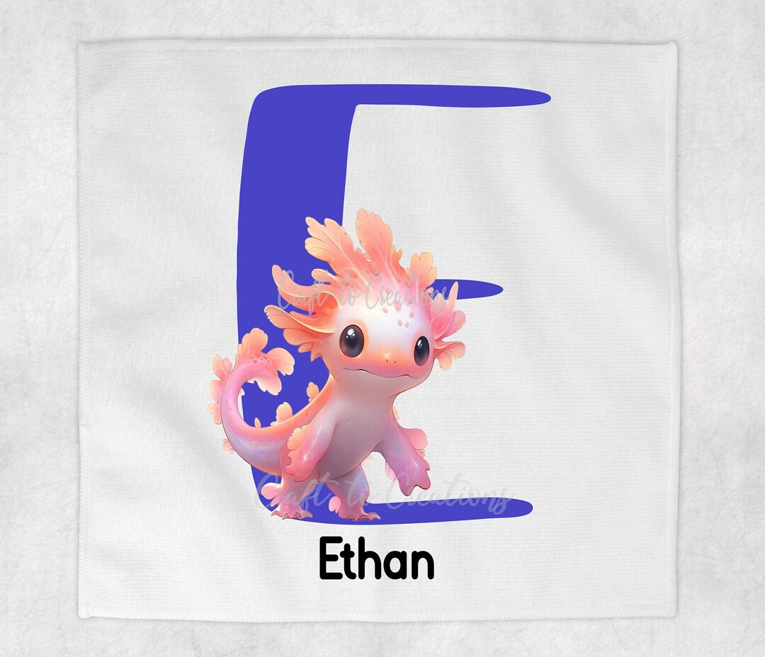 Axolotl Alphabet on Flannel/wash Cloth/cloth With or Without a Name On ...