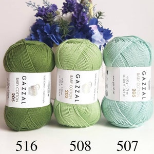 Gazzal Baby Cotton 205, Crochet Yarn for Amigurumi, Doily, Solid Color ...