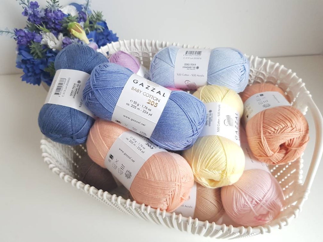 Gazzal Baby Cotton 205, Crochet Yarn for Amigurumi, Doily, Solid Color ...