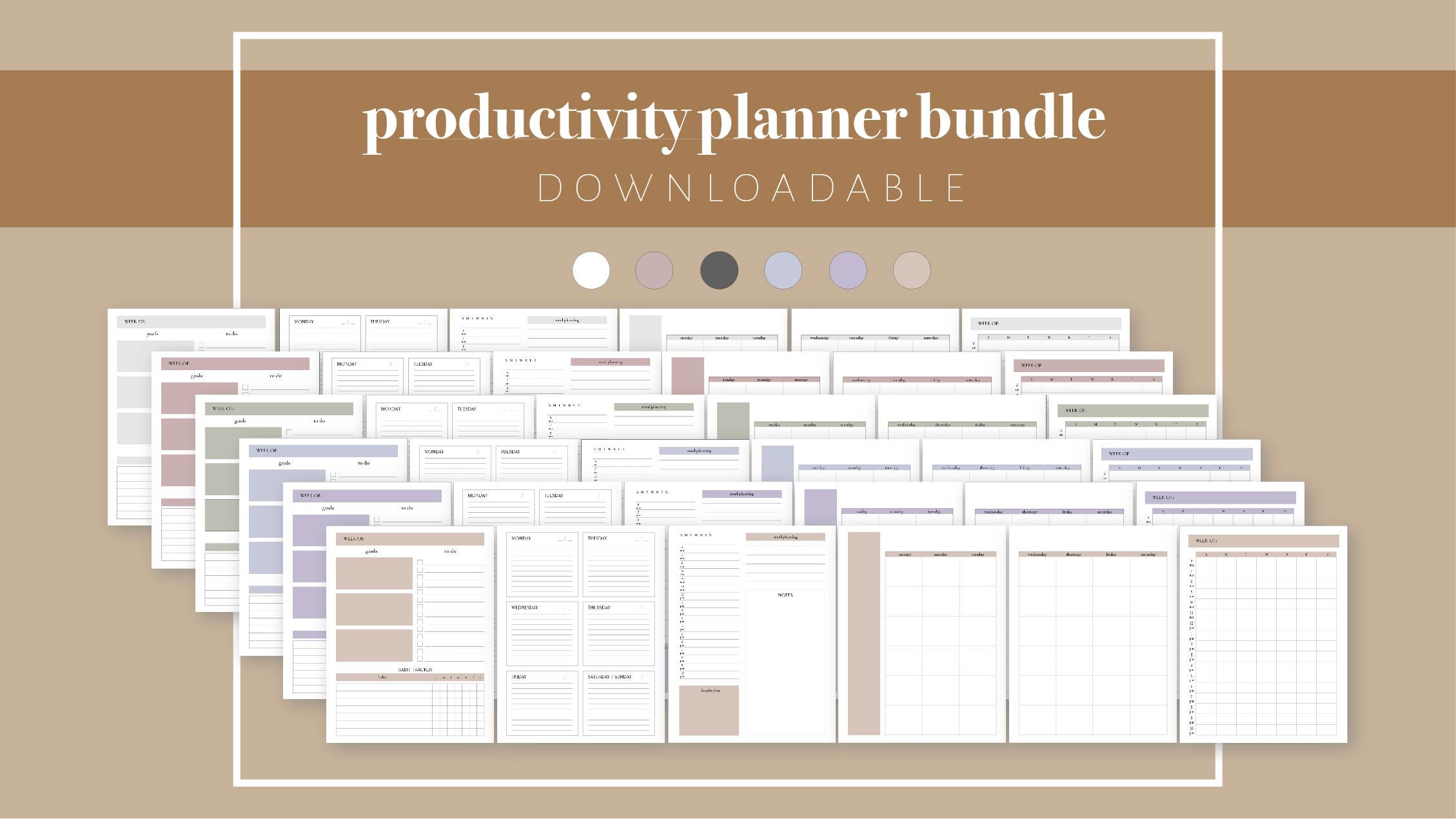 Productivity Planner Printable | Daily, Weekly, Monthly Pages ...