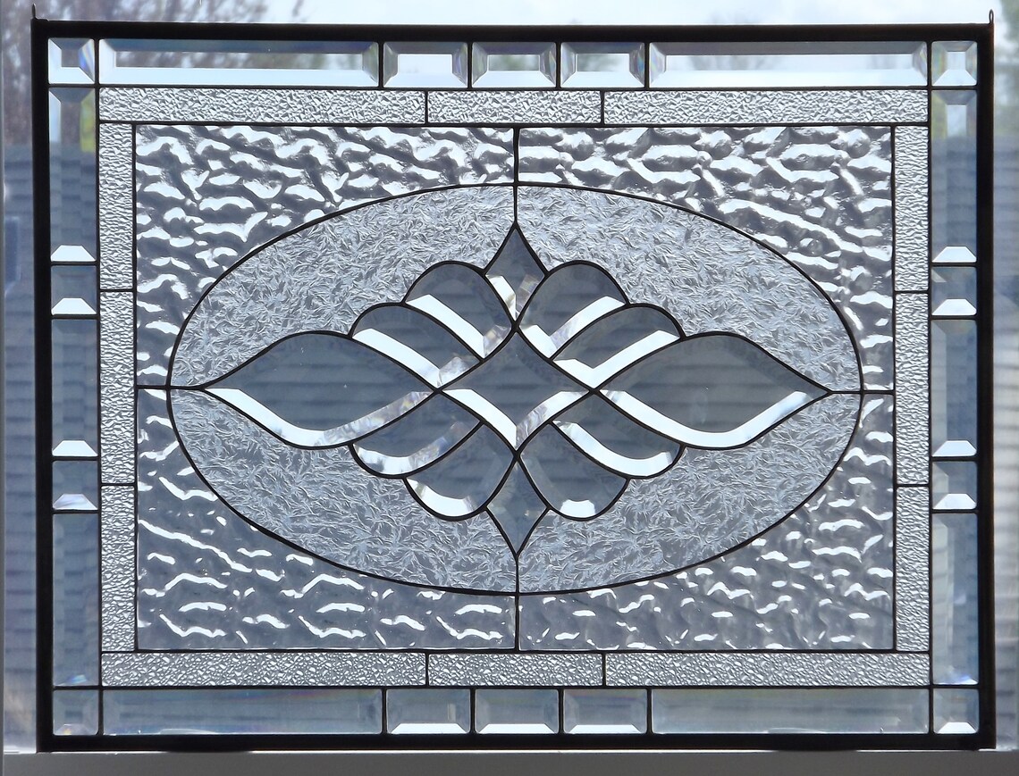 Large Bevel Cluster With Clear Textured Glass, Clear Beveled Glass ...