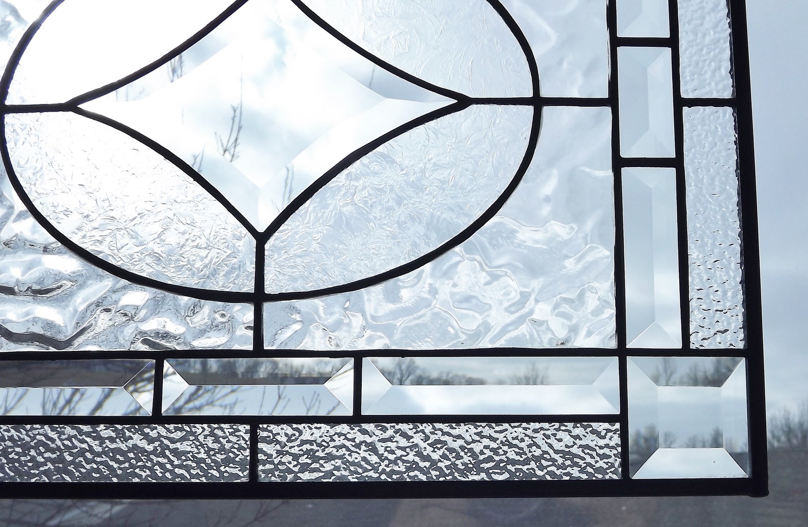 Star Bevel With Clear Textures Stained Glass Panel, Clear Beveled Glass ...